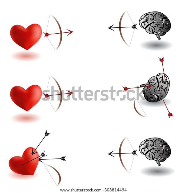 Heart Versus Brain Archery Contest Heart Stock Vector (Royalty Free ...