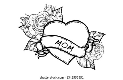 Heart Wording Mom Vector By Hand Stock Vector (Royalty Free) 1342553351 ...