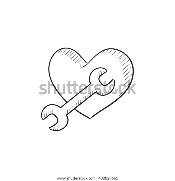 Heart Wrench Vector Sketch Icon Isolated Stock Vector (Royalty Free ...