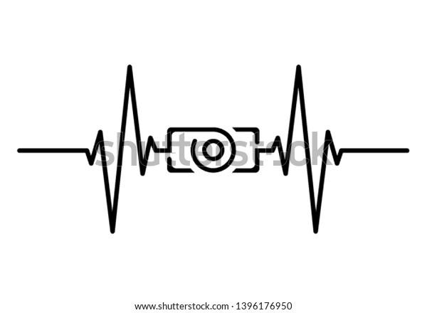 Heartbeat Camera Shape Centered Line Isolated Stock Vector (Royalty ...