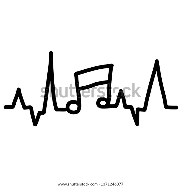 Heartbeat Pulse Line Music Notes Clef Stock Vector (Royalty Free ...