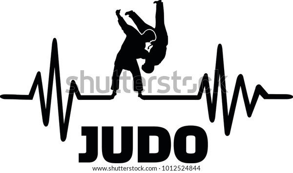Heartbeat Pulse Line Two Fighting Judoka Stock Vector (Royalty Free ...