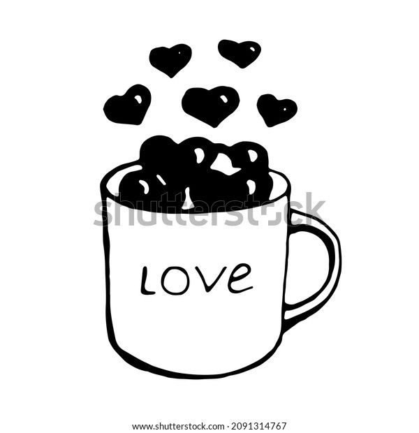 Hearts Cup Vector Clipart Hand Drawn Stock Vector (Royalty Free ...