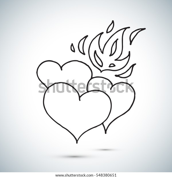 Hearts Fire Freehand Drawing Vector Illustration Stock Vector (Royalty ...