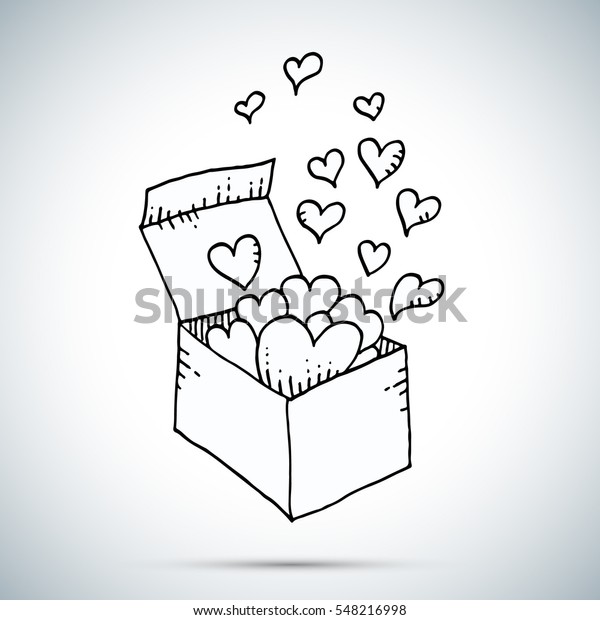 Hearts Flying Box Freehand Drawing Vector Stock Vector (Royalty Free ...