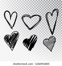 Hearts Hand Drawn Set Isolated Design Stock Vector (Royalty Free ...