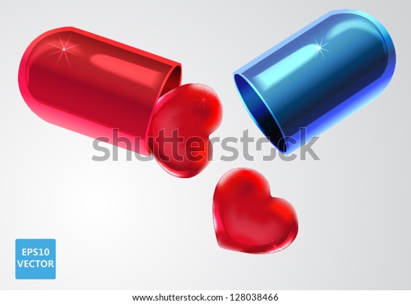 Hearts Inside Capsule Pill Love Medicine Stock Vector (Royalty Free ...
