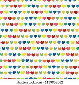 Hearts Row Hand Drawn Rainbow Colors Stock Vector (Royalty Free) 1139952362