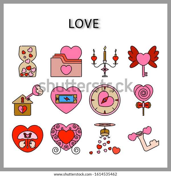 Heartshaped Icon Set Isolated On White Stock Vector (Royalty Free ...