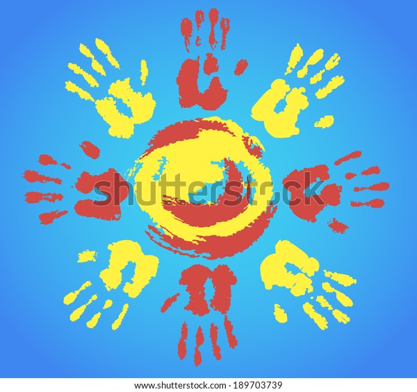 Heat Palms Handprints Sun Vector Stock Vector (Royalty Free) 189703739 ...
