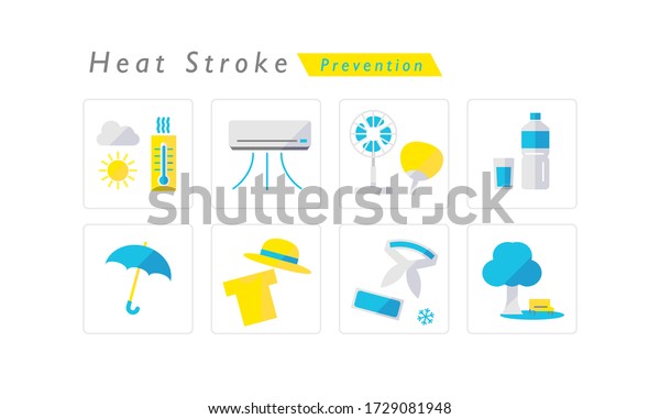 Heat Stroke Prevention Icon Set Stock Vector (Royalty Free) 1729081948 ...
