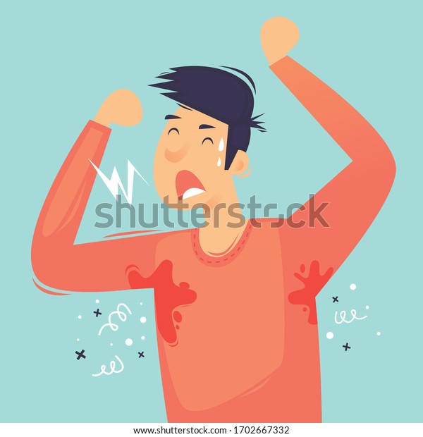 Heat Sweaty Man Flat Design Vector Stock Vector (Royalty Free) 1702667332