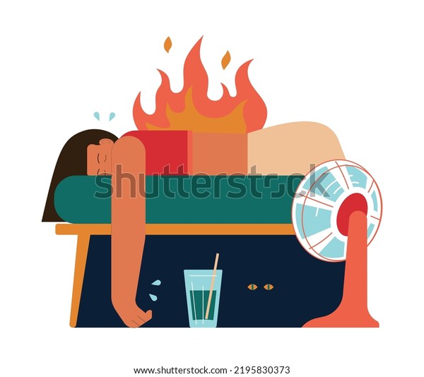 Ola de calor. Personajes que sufren: vector de stock (libre de regalías ...
