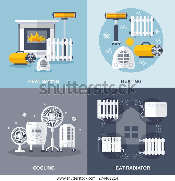 Heating Cooling Design Concept Set Heat Stock Vector (Royalty Free ...