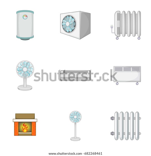 Heating Icons Set Cartoon Set 9 Stock Vector (Royalty Free) 682268461