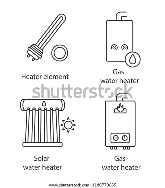 Heating Linear Icons Set Electric Gas Stock Vector (Royalty Free ...