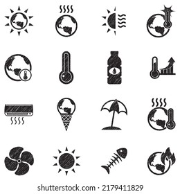 Heatwave Icons Black Scribble Design Vector Stock Vector (Royalty Free ...