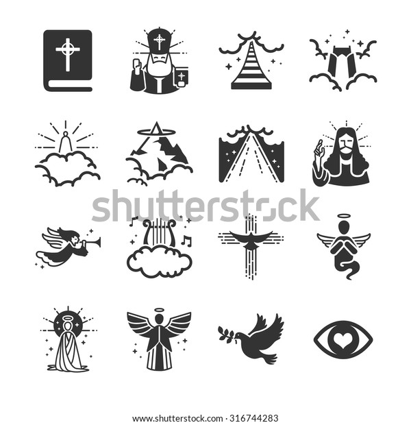 Heaven Icons Included Icons Angle Heaven Stock Vector (Royalty Free ...