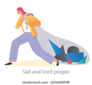 240 Woman carrying heavy load Stock Illustrations, Images & Vectors ...