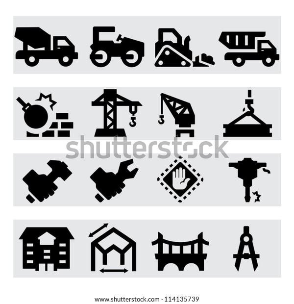 Heavy Construction Icons Stock Vector (Royalty Free) 114135739