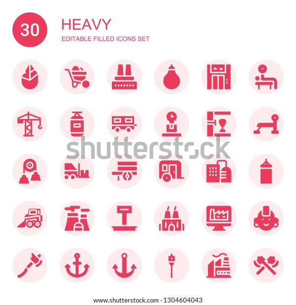 Heavy Icon Set Collection 30 Filled Stock Vector (Royalty Free ...