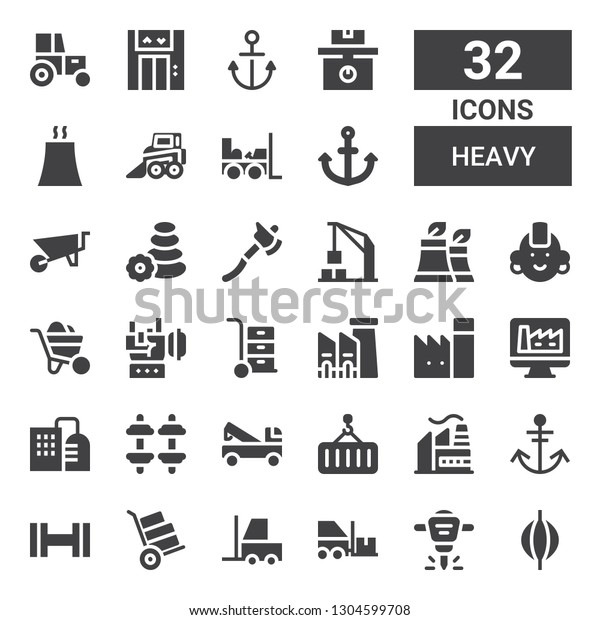 Heavy Icon Set Collection 32 Filled Stock Vector (Royalty Free ...