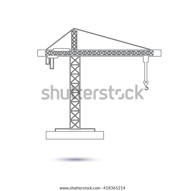 Heavy Industry Construction Crane Drawing Linear Stock Vector (Royalty ...