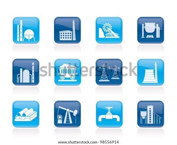 Heavy Industry Icons Vector Icon Set Stock Vector (Royalty Free) 98556914
