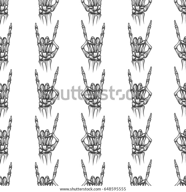 Heavy Metal Bones Hand Horns Seamless Stock Vector (Royalty Free) 648595555