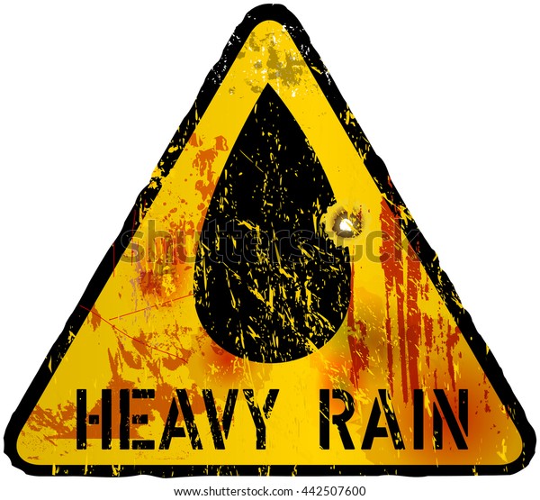 Heavy Rain Warning Sign Vector Stock Vector (Royalty Free) 442507600 ...