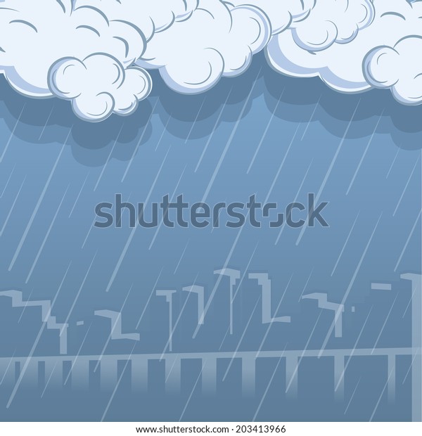 Heavy Raining Background Urban City Monsoon Stock Vector (Royalty Free ...