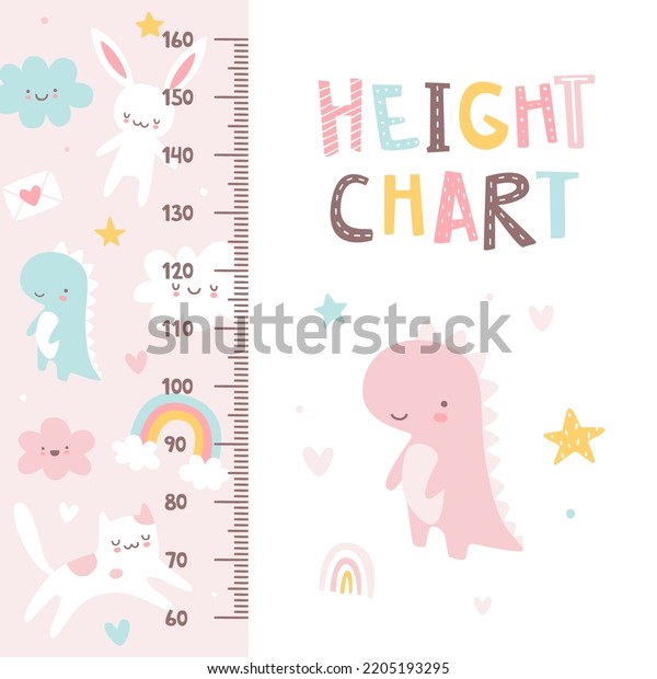 Height Chart Cute Baby Animals Scandinavian Stock Vector (Royalty Free ...