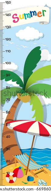 Height Measurement Chart Beach Background Illustration Stock Vector ...