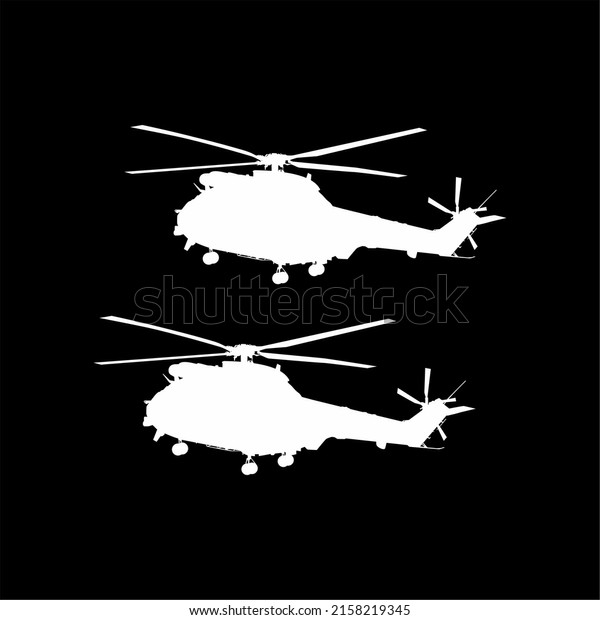 Helicopter Attack Military Vehicles Silhouette Logo Stock Vector ...
