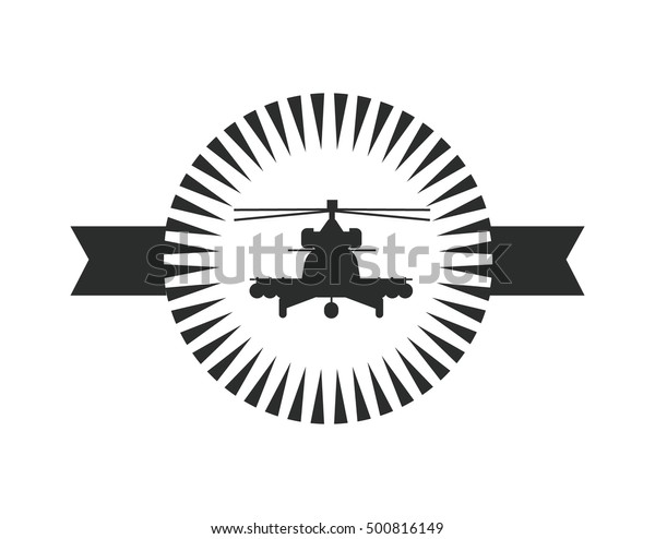 Helicopter Badge Label Isolated On White Stock Vector (Royalty Free ...