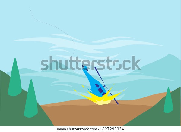 Helicopter Crash Concept Editable Clip Art Stock Vector (Royalty Free ...