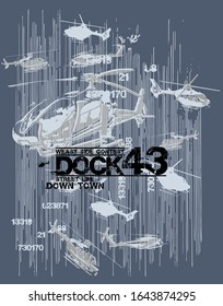 Helicopter Illustration Typography Artwork Vector Stock Vector (Royalty ...