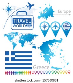 Hellenic Republic Greece Flag World Map Stock Vector (Royalty Free ...
