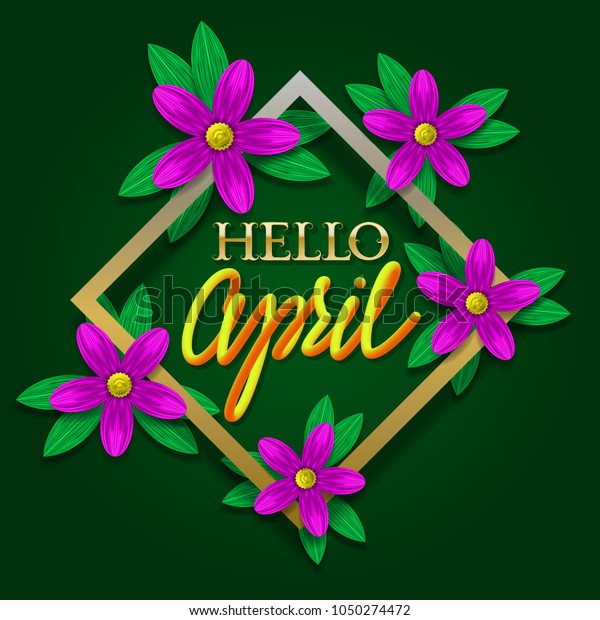 Hello April Golden Yellow Gradient Lettering Stock Vector (Royalty Free ...