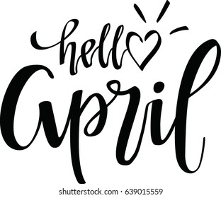Hello April Hand Lettering Vector Illustration: เวกเตอร์สต็อก (ปลอดค่า ...