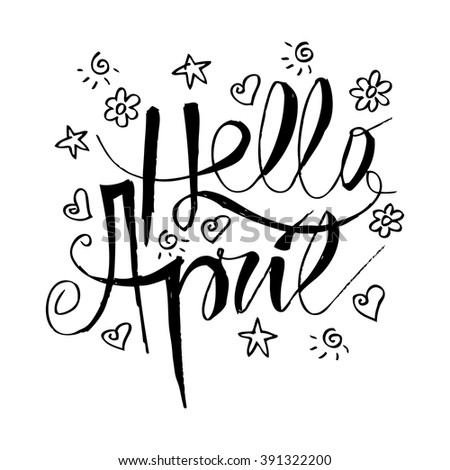 Hello April Lettering Vector Illustration Vector de stock (libre de ...