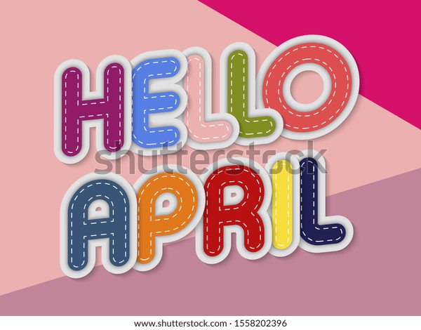 Hello April Letters Banner Border Stitches Stock Vector (Royalty Free ...