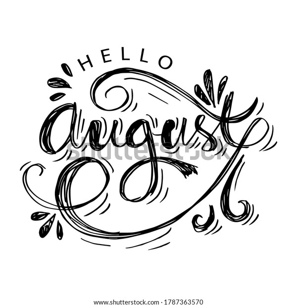 Hello August Hand Lettering Greeting Card Stock Vector (Royalty Free ...