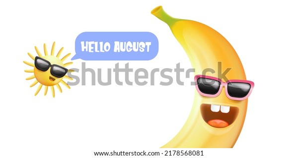 hola Banner horizontal de agosto con: vector de stock (libre de ...