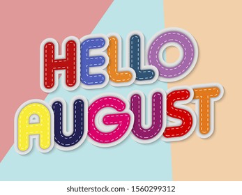 Hello August Letters Banner Border Stitches Stock Vector (Royalty Free ...