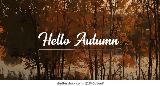 Hello Autumn Horizontal Banner Background Autumn Stock Vector (Royalty ...