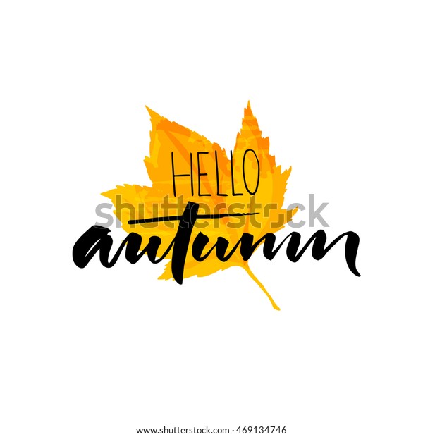 Hello Autumn Words On Drawing Maple Stock Vector (Royalty Free ...
