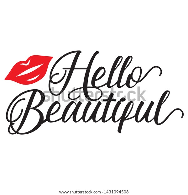 Hello Beautiful Sign Printing Wall Decoration Stock Vector (Royalty ...
