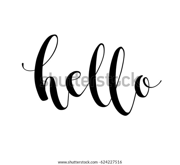 Hello Calligraphy Brush Pen Lettering Isolated Stock Vector (Royalty ...