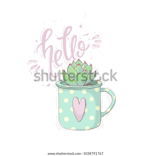 Hello Cute Small Succulent Plant Rosettes Stock Vector (Royalty Free ...